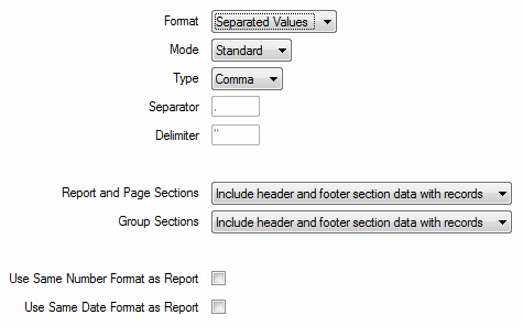 Crystal Reports Driver Guide - Export the Report in Separated Values Format (Creating a Report ...